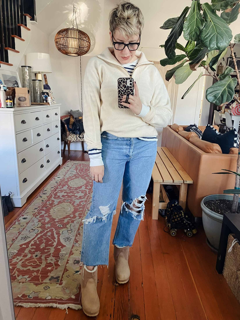 Fashion Look Featuring Free People Mules and AGOLDE Distressed Jeans by ...