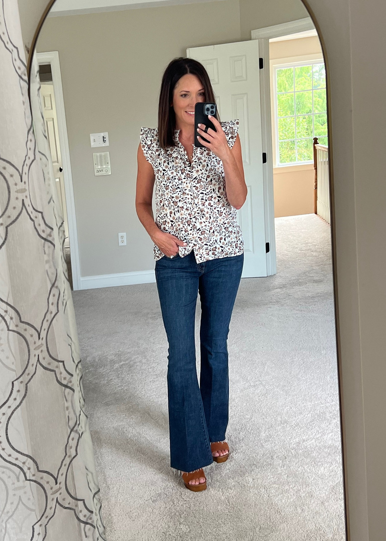 Fashion Look Featuring Ann Taylor Plus Size Tops and Mother Flare Jeans ...